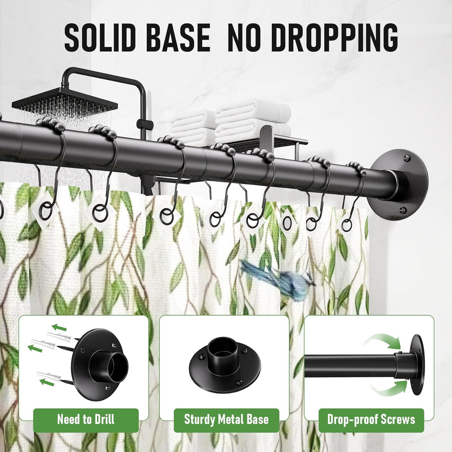 MABOSY L Shaped Shower Curtain Rod [23''-53''] x [23''-53''] Adjustable ...